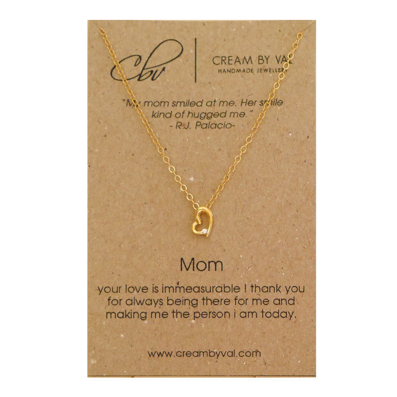 Gold Heart Mom Necklace